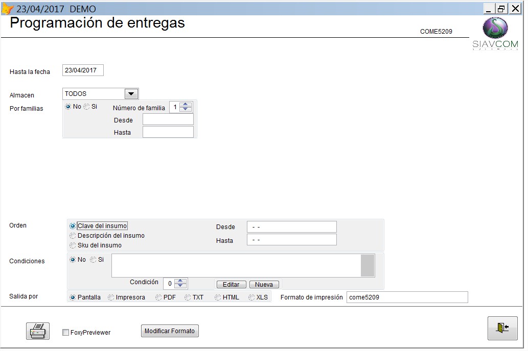 PROGRAMACIÓN DE ENTREGAS